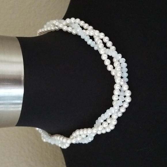 Rmn | Jewelry | Vintage Rmn Triple Strand Twist Pearl White Glass Bead ...